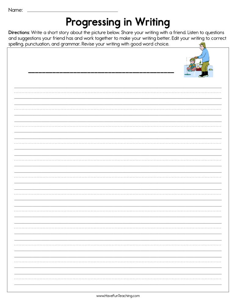 Progress in Writing Worksheet by Teach Simple