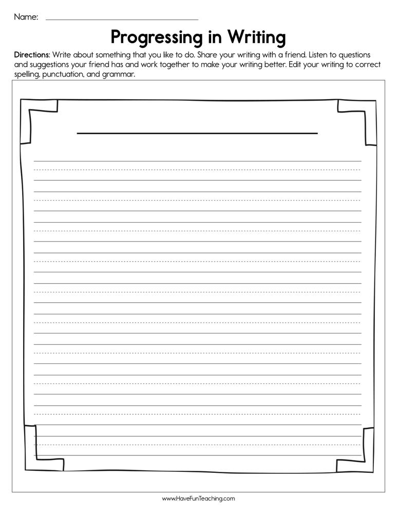 Progressing in Writing Worksheet by Teach Simple