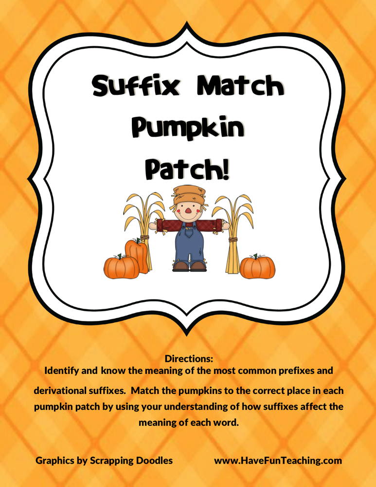 Pumpkin Patch Matching Suffix Activity by Teach Simple