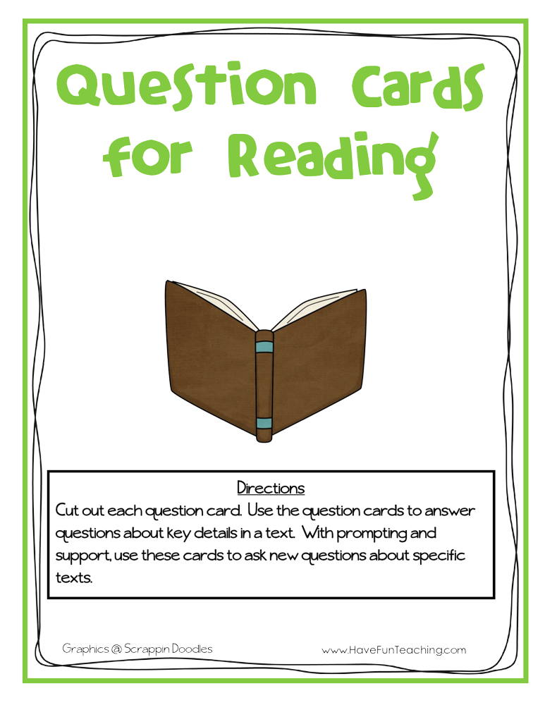 Question Cards for Reading Activity by Teach Simple