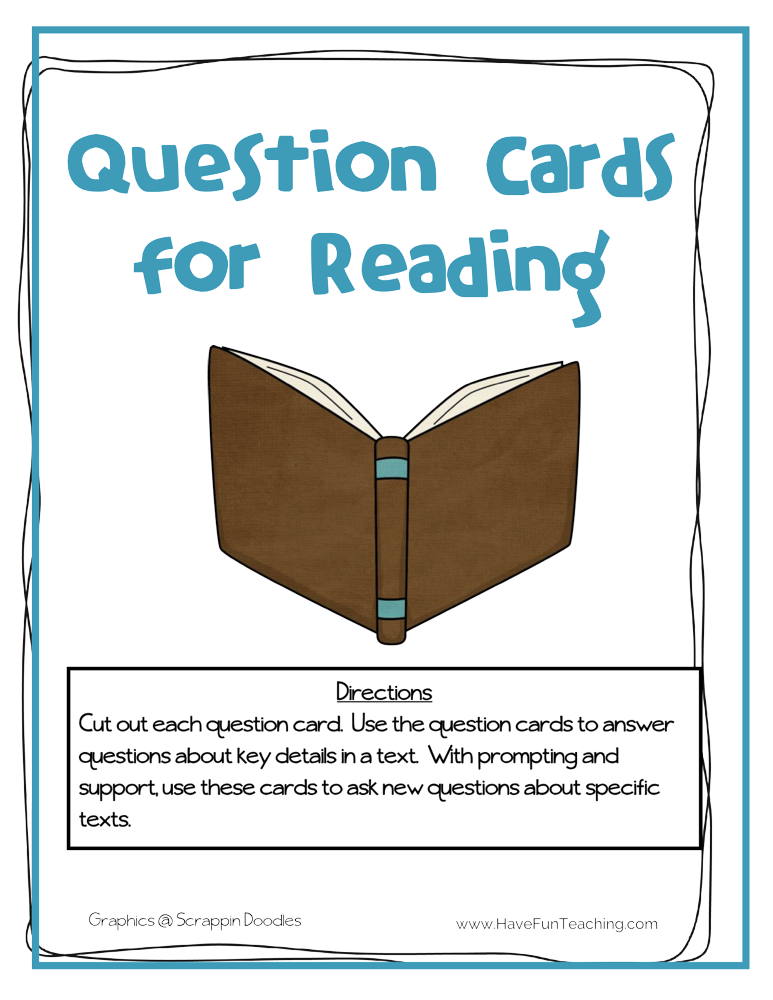 Question Cards for Reading Books Activity by Teach Simple