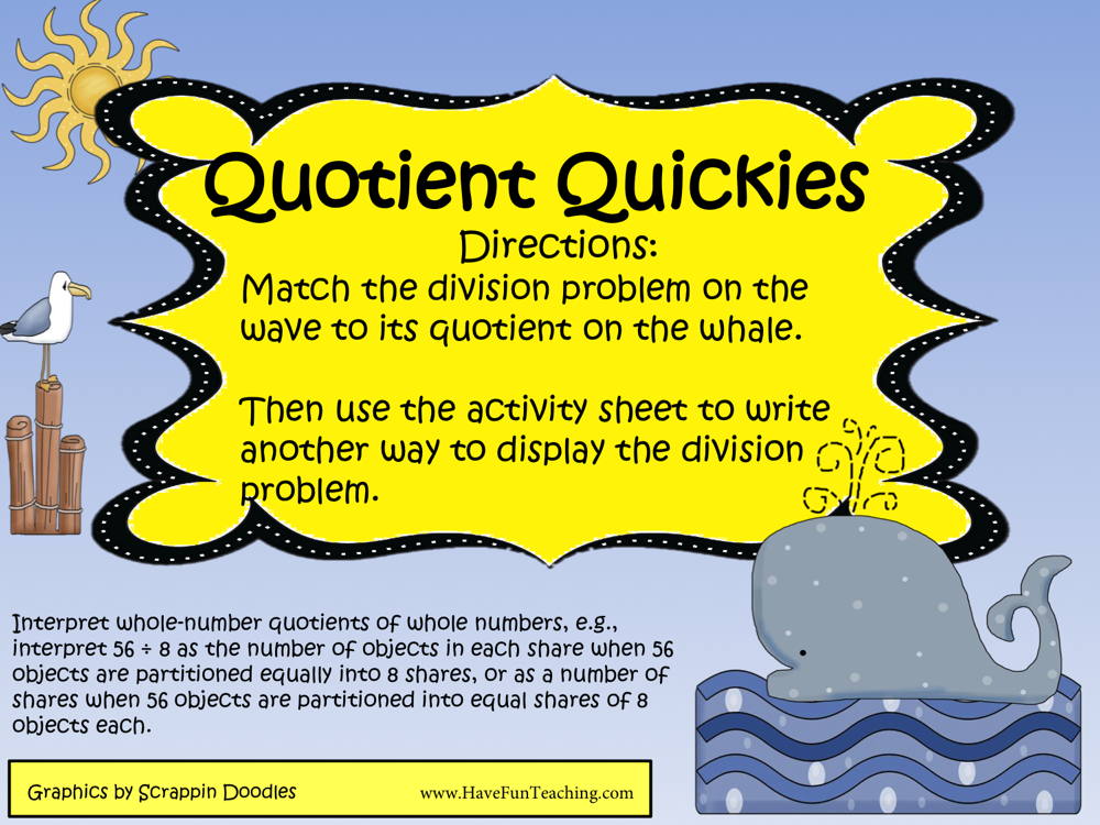 Quotient Quickies Division Activity by Teach Simple