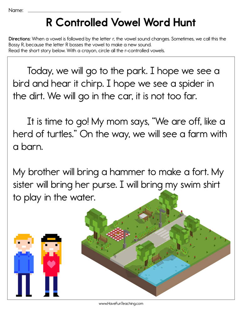 R-Controlled Vowels Word Hunt Worksheet by Teach Simple