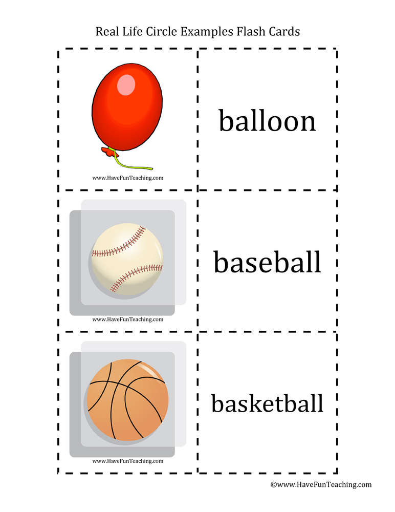Real Life Examples Circle Flash Cards by Teach Simple