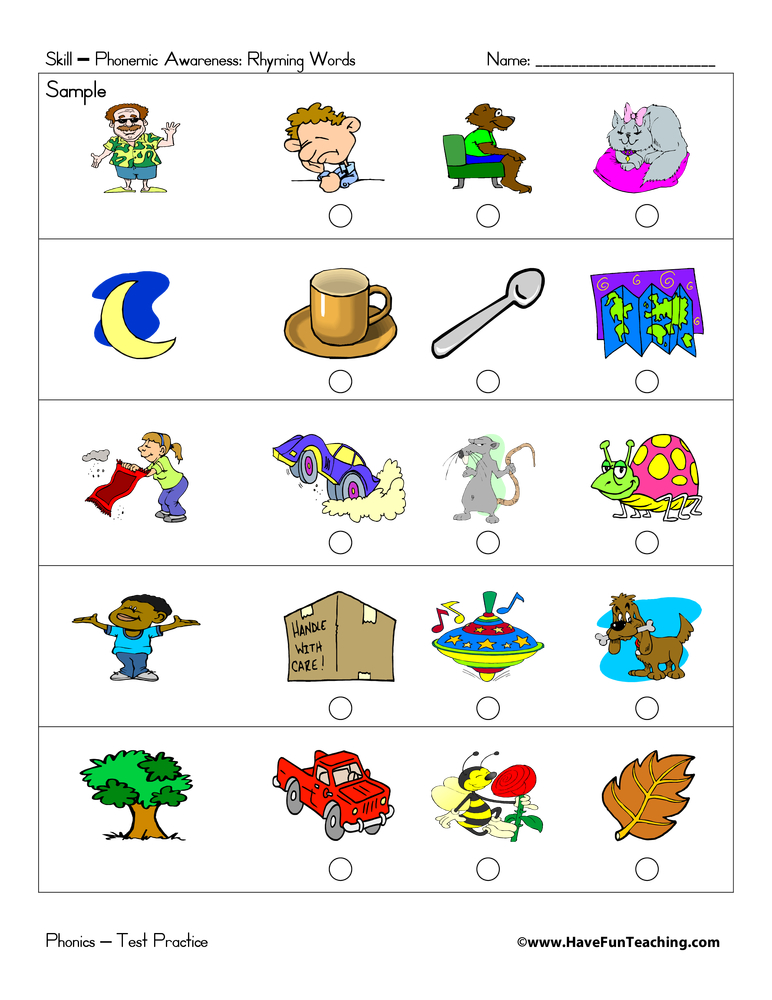 Rhyming Sounds Test Practice by Teach Simple