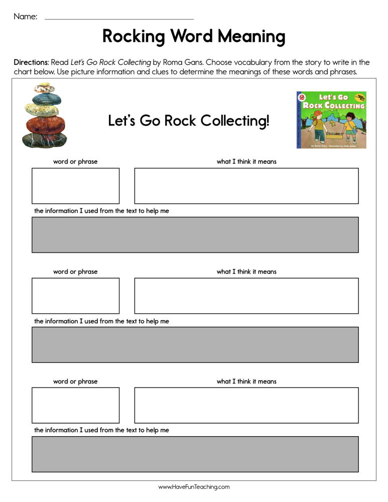 Rocking Word Meanings Worksheet by Teach Simple
