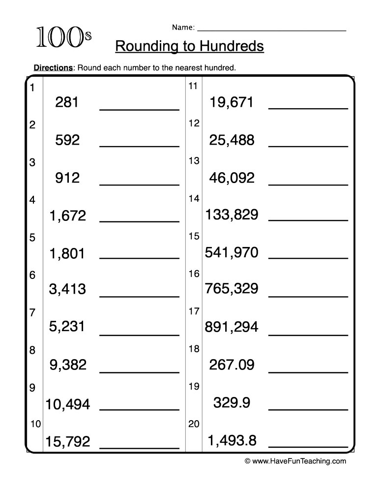 Rounding To Hundreds Worksheet By Teach Simple