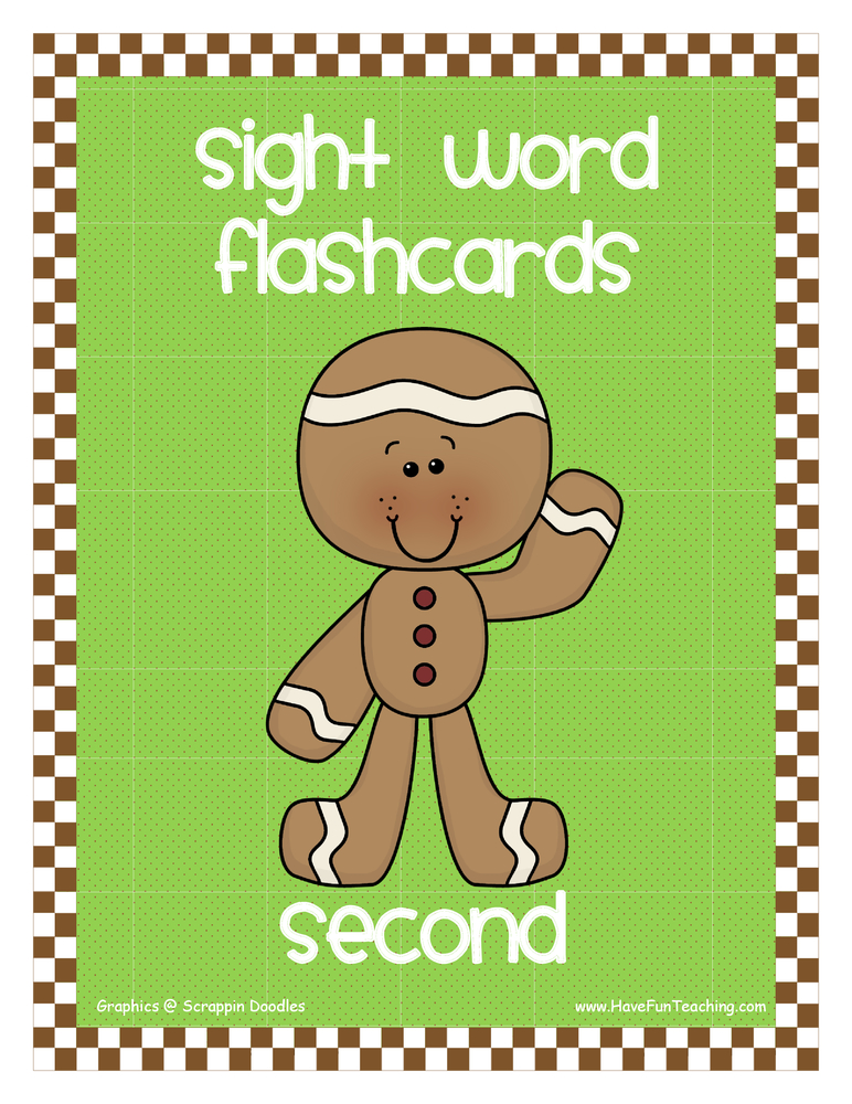 Second Grade Gingerbread Sight Words Flash Cards by Teach Simple