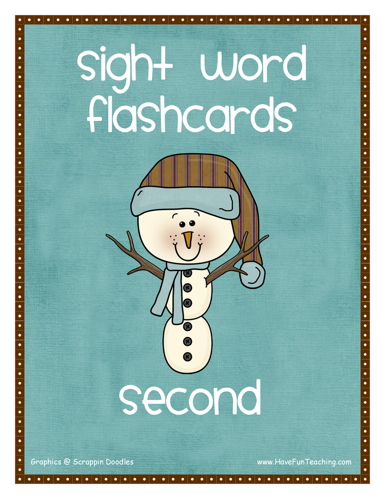 Second Grade Snowman Sight Words Flash Cards by Teach Simple