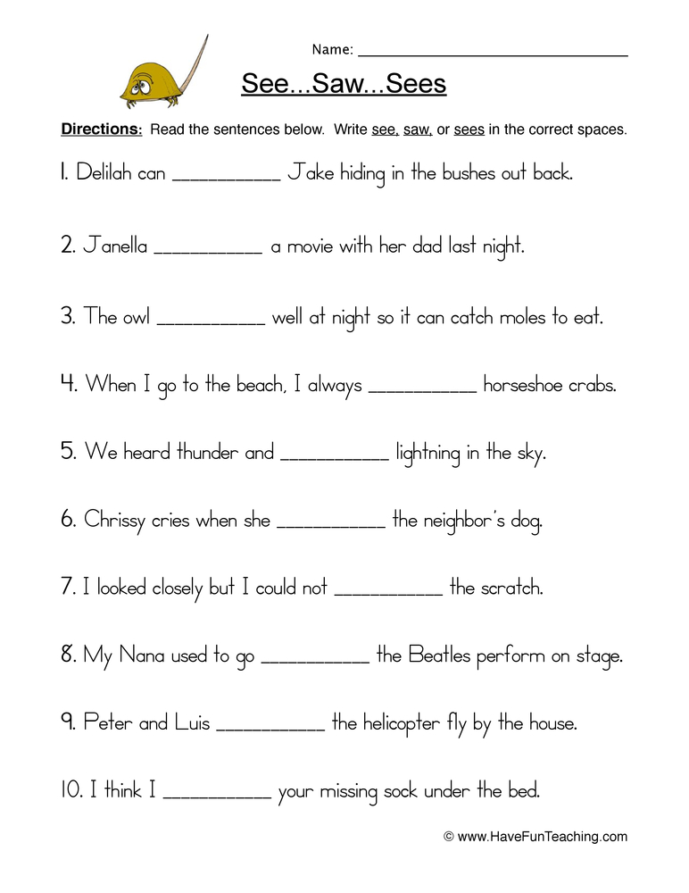 See Saw Sees Fill In Blank Worksheet By Teach Simple See Saw Sees Fill In Blank Worksheet By Teach Simple