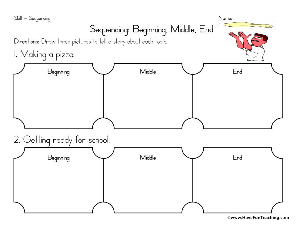 Sequencing Drawing Worksheet by Teach Simple