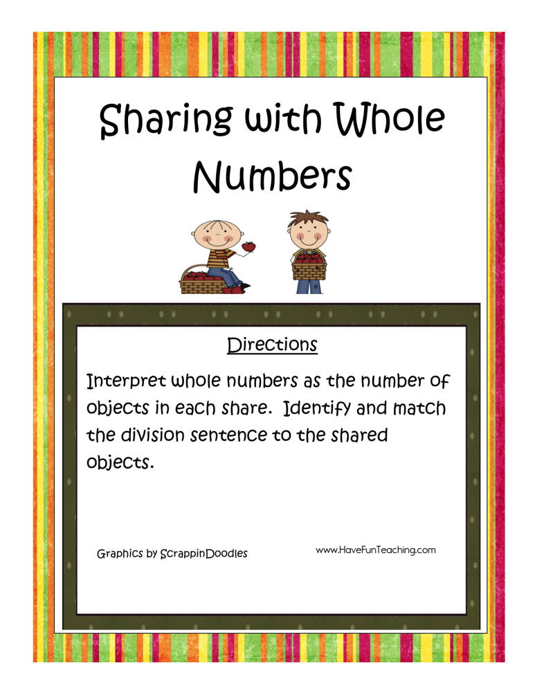 Sharing with Whole Numbers Division Activity by Teach Simple