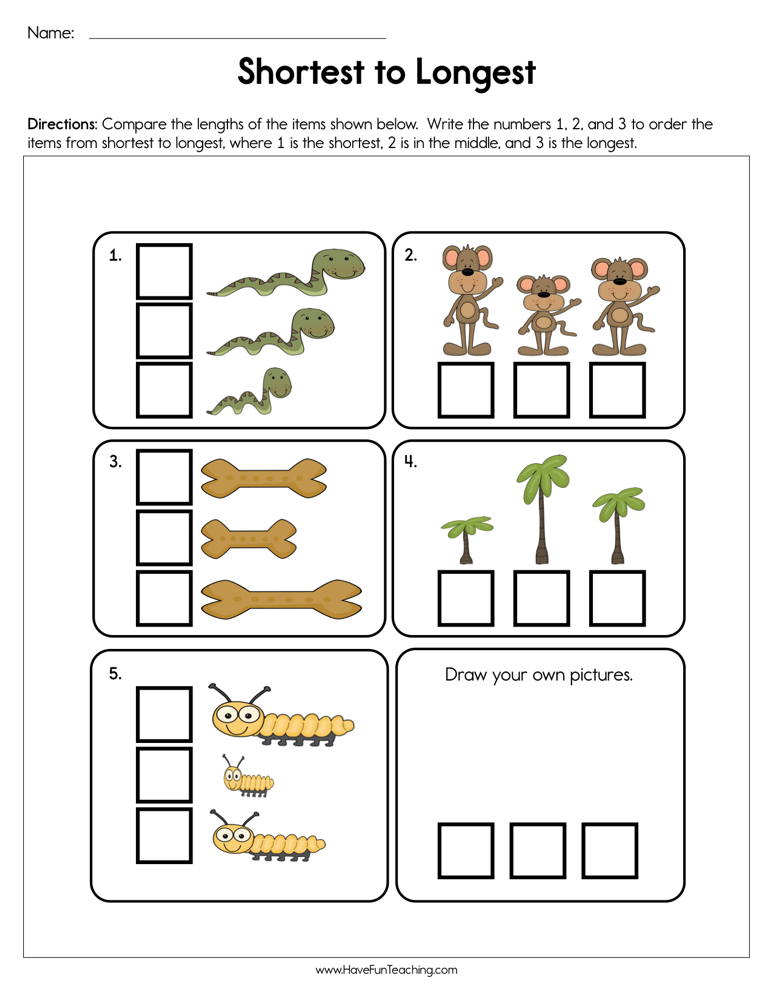 Shortest To Longest Worksheet By Teach Simple Shortest To Longest Worksheet By Teach Simple
