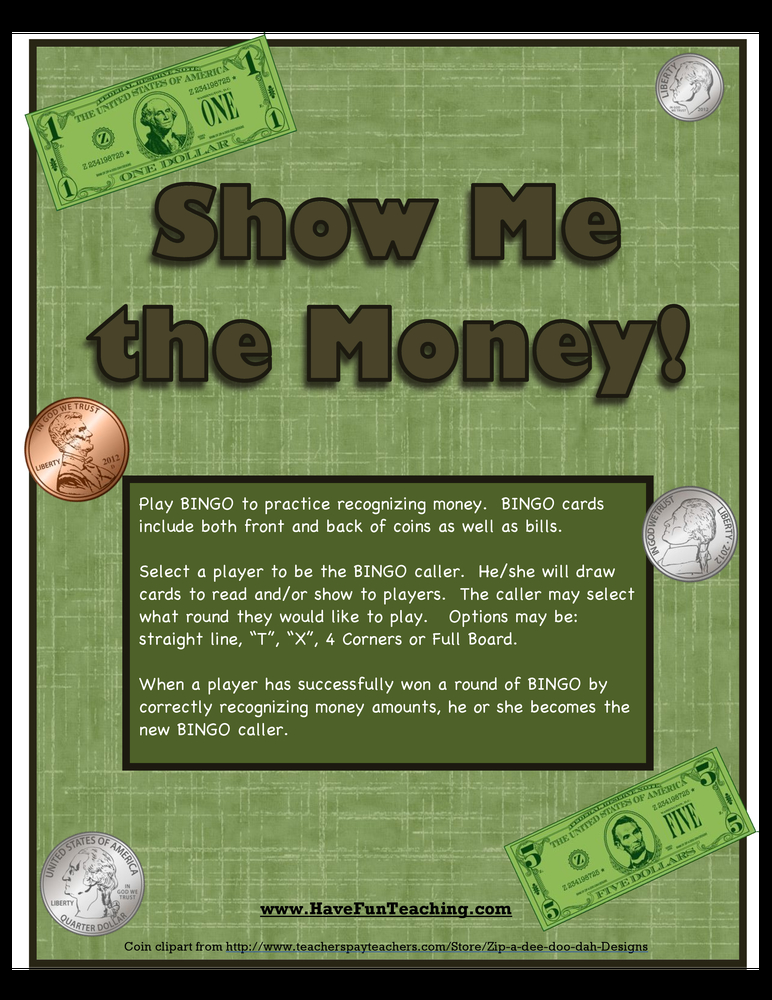 Show Me the Money Recognition Activity by Teach Simple
