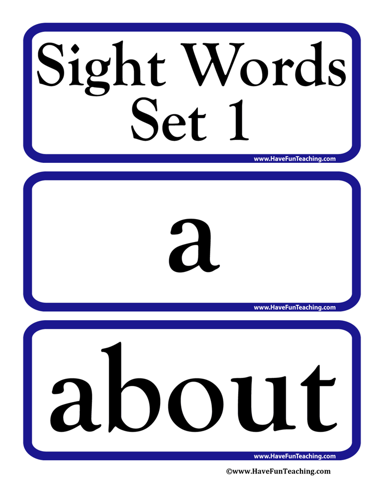 Sight Words Set 1 Flash Cards by Teach Simple