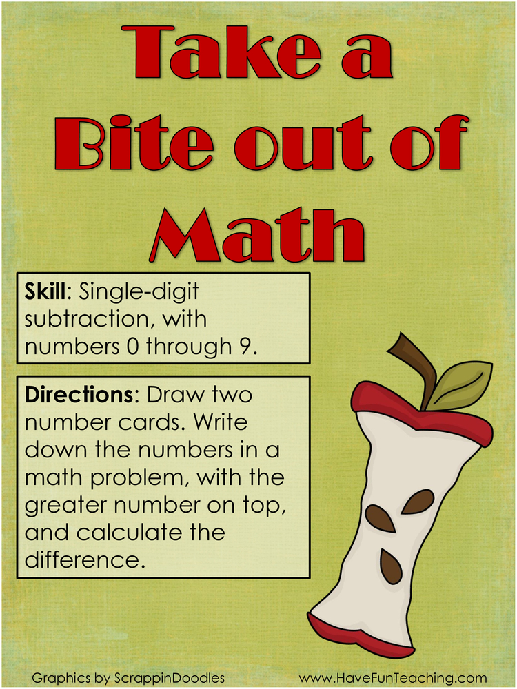 Single Digit Subtraction Activity by Teach Simple