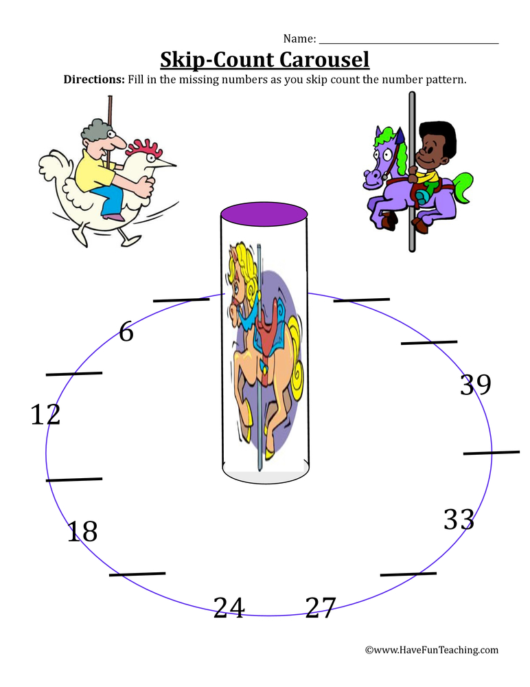 Skip Counting 3s Carousel Worksheet by Teach Simple