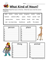 Sorting Nouns Worksheet by Teach Simple