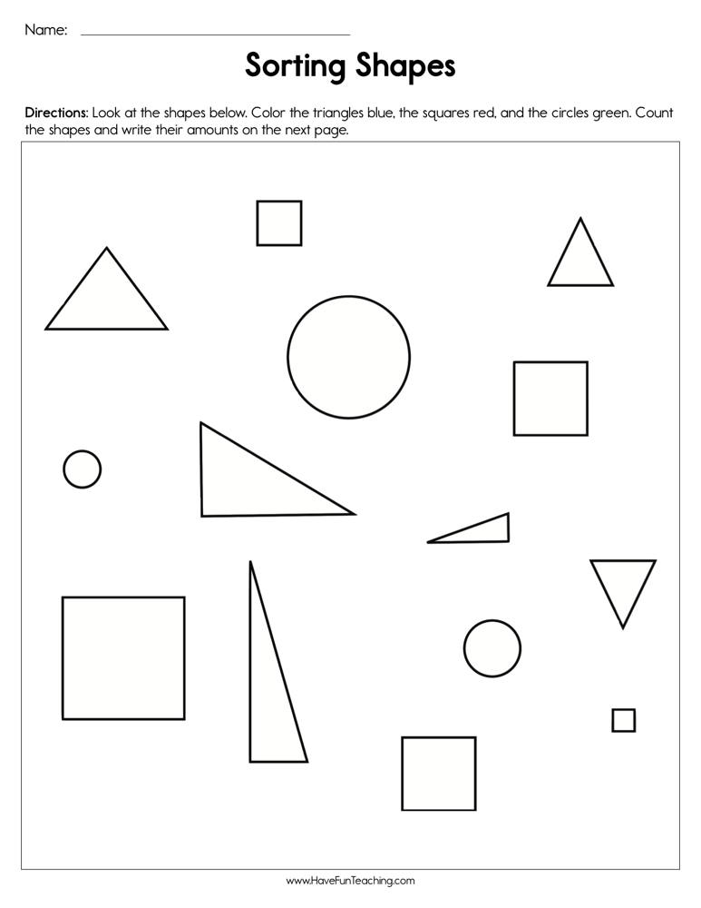 Sorting Shapes Worksheet by Teach Simple