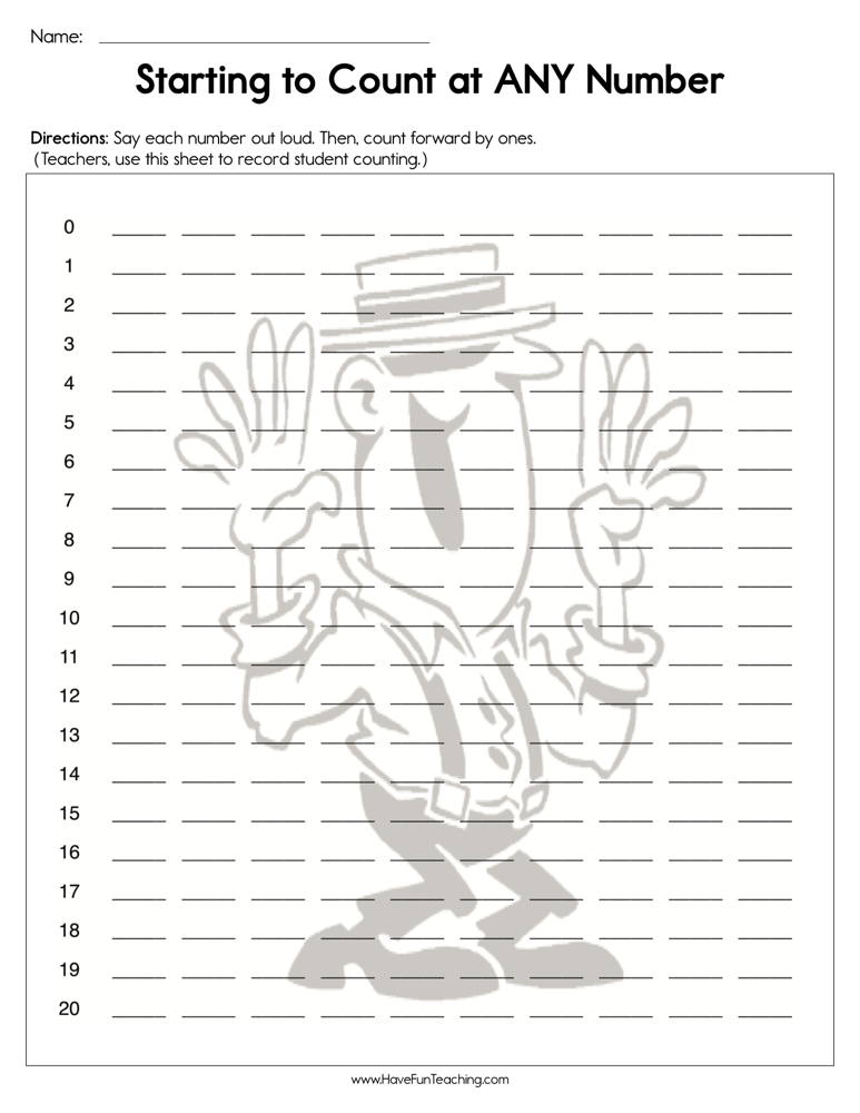 Starting to Count at ANY Number Worksheet by Teach Simple