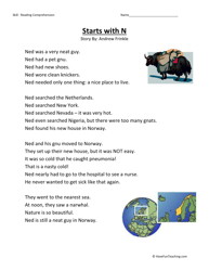 Starts With N Reading Comprehension Worksheet by Teach Simple