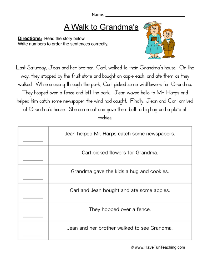 Story Events Order of Events Worksheet by Teach Simple