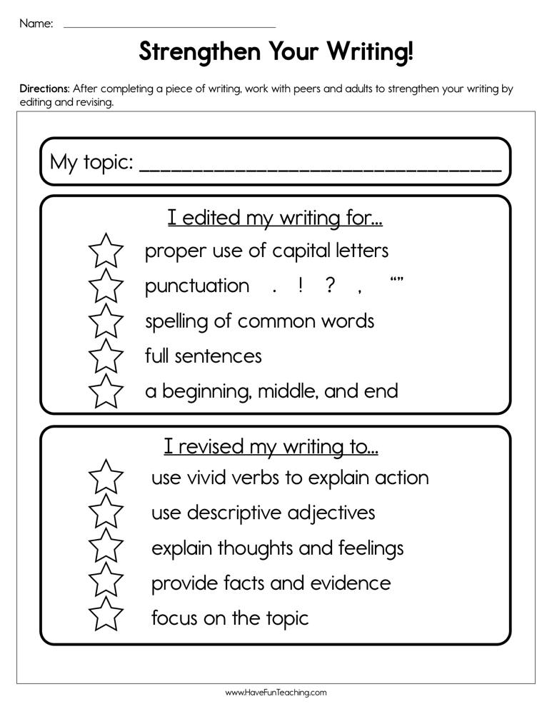 Strengthen Your Writing Worksheet by Teach Simple
