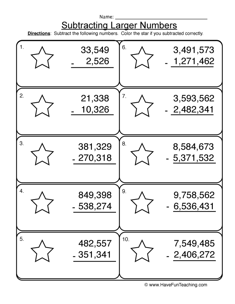 Subtracting Multi-Digit No Regrouping Worksheet by Teach Simple