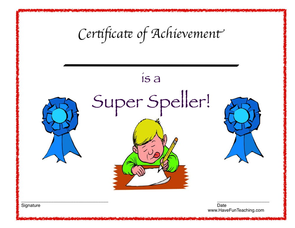 Super Speller Reward Certificate for Boys by Teach Simple