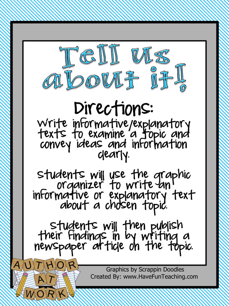 Tell Us About It Expository Writing Activity By Teach Simple