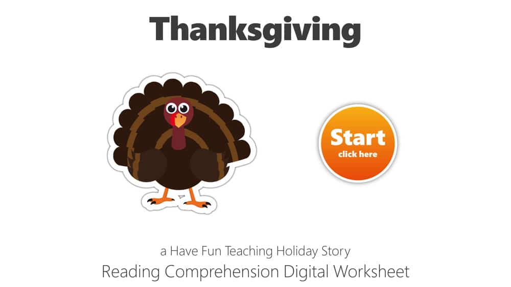 Thanksgiving Reading Comprehension Digital Worksheet by Teach Simple