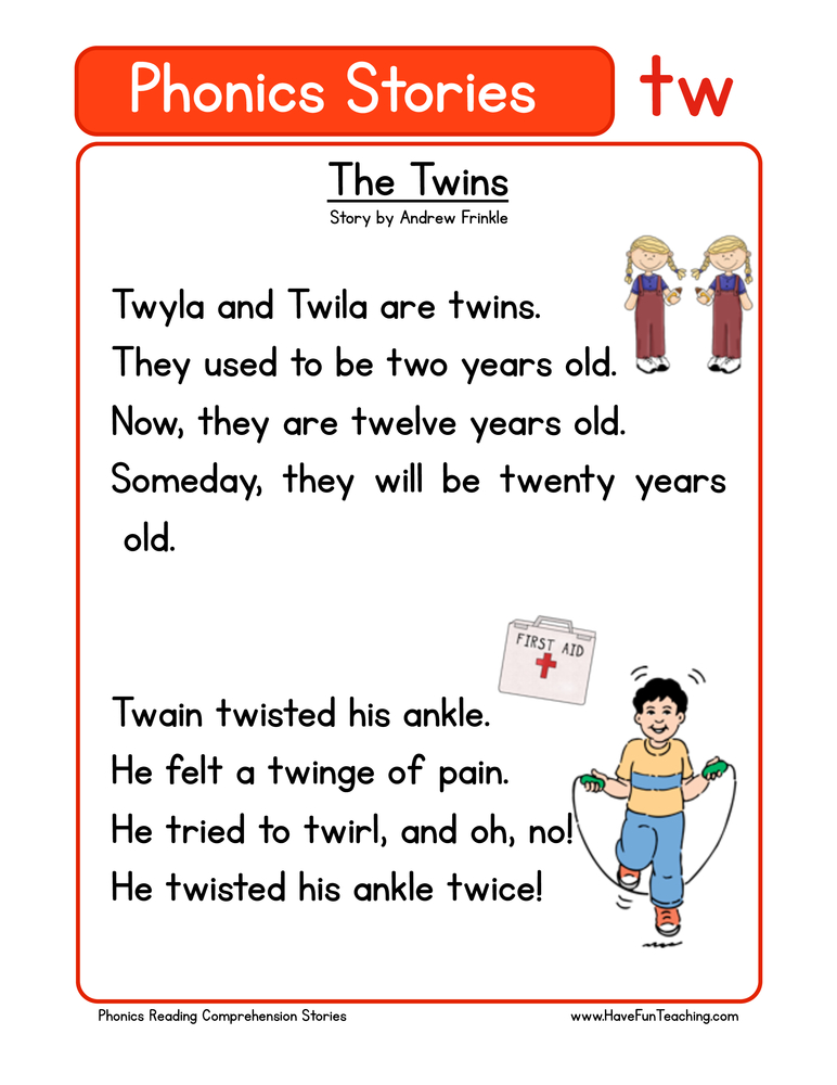 The Twins TW Phonics Stories Reading Comprehension Worksheet By Teach The Twins TW Phonics Stories Reading Comprehension Worksheet By Teach