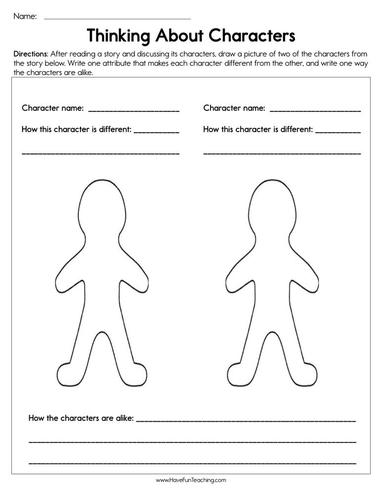 Thinking about Characters Worksheet by Teach Simple