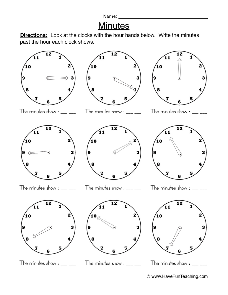 Time by Five Minutes Worksheet by Teach Simple