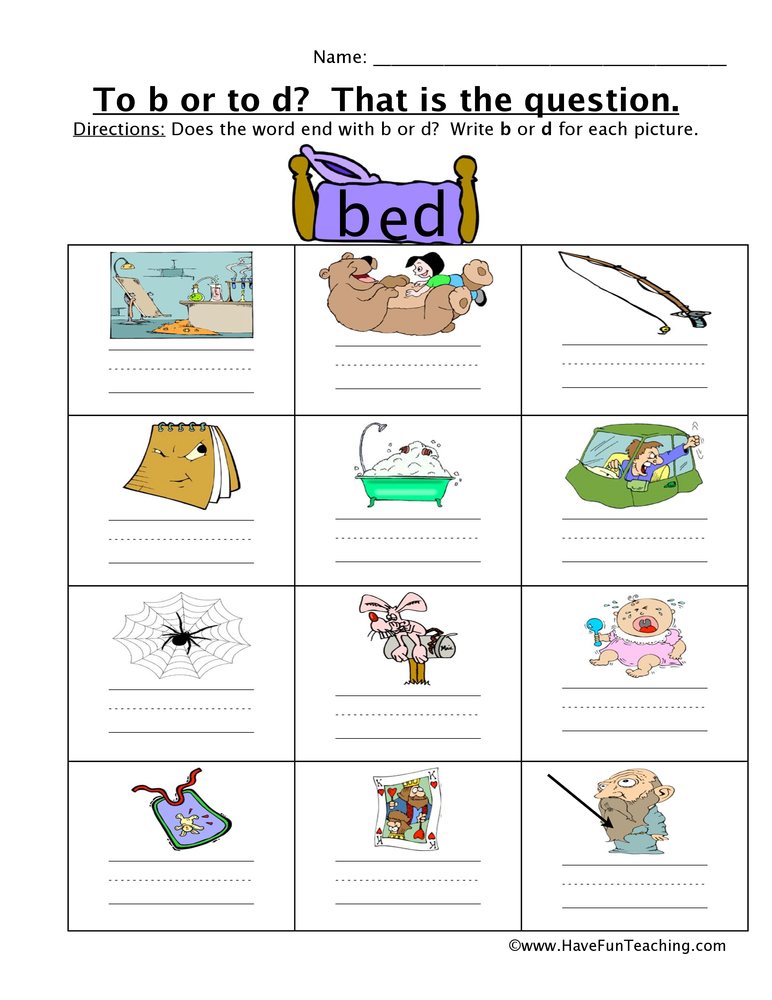 To B or to D Sounds Worksheet by Teach Simple