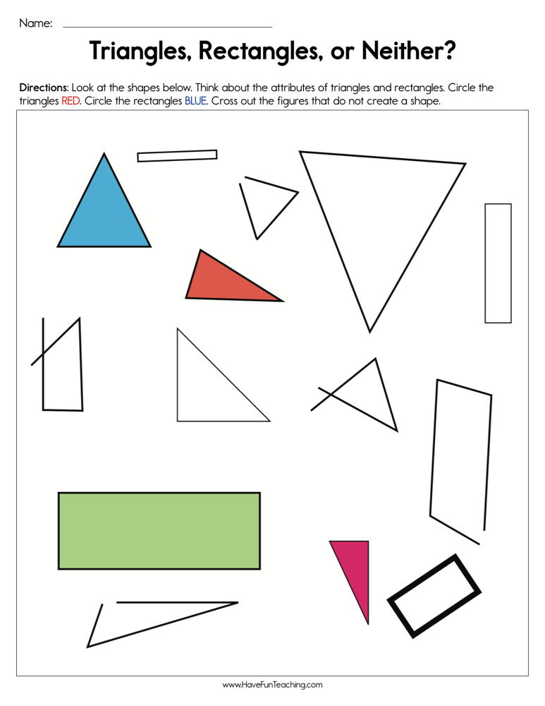 Triangles, Rectangles, or Neither Worksheet by Teach Simple