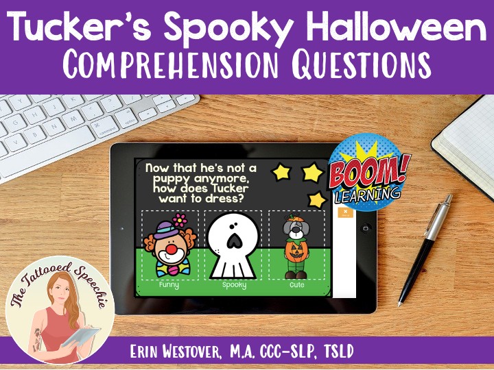Tucker's Spooky Halloween WH- Questions - BOOM Cards by Teach Simple