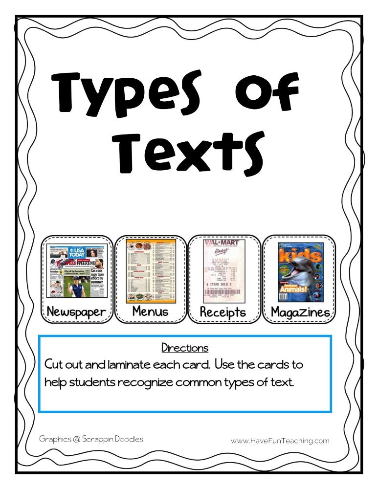 Types Of Text Activity By Teach Simple