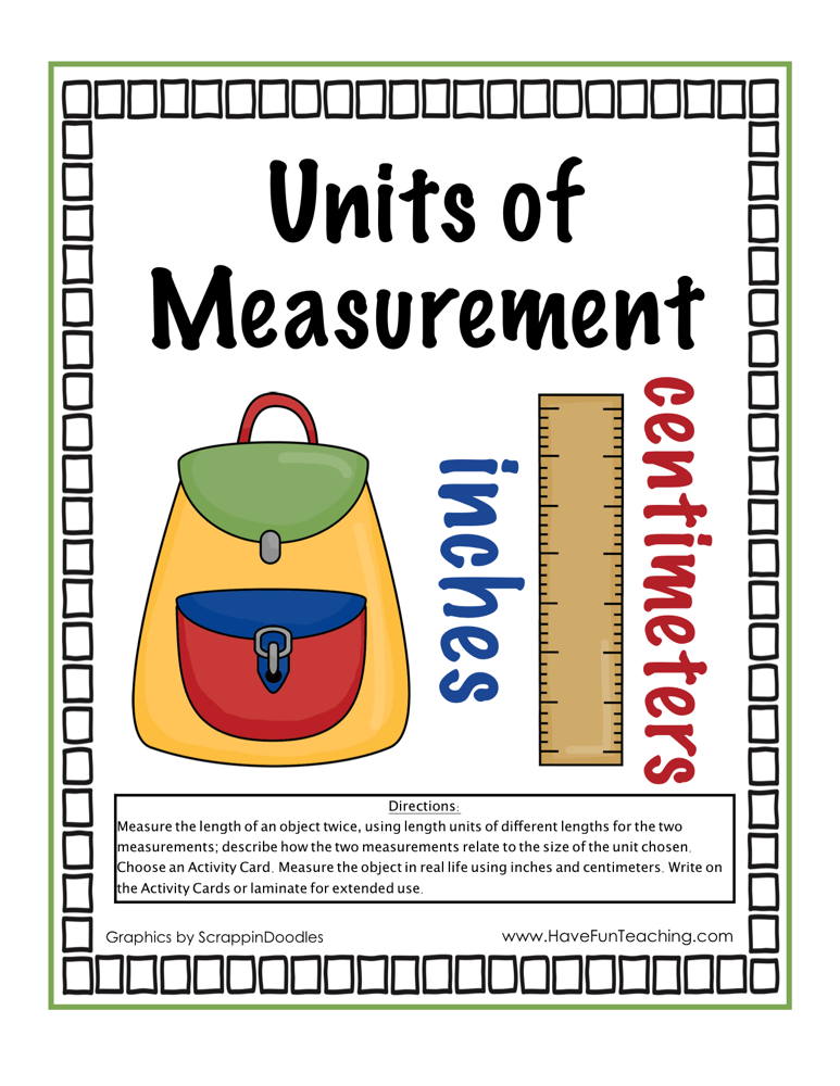 Units of Measurement Inches Centimeters Activity by Teach Simple