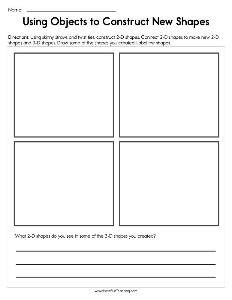 Using Objects to Construct New Shapes Worksheet by Teach Simple