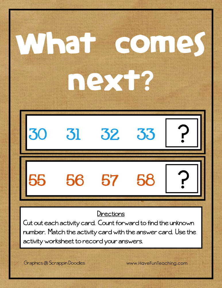 What Comes Next Sequencing Numbers Activity by Teach Simple