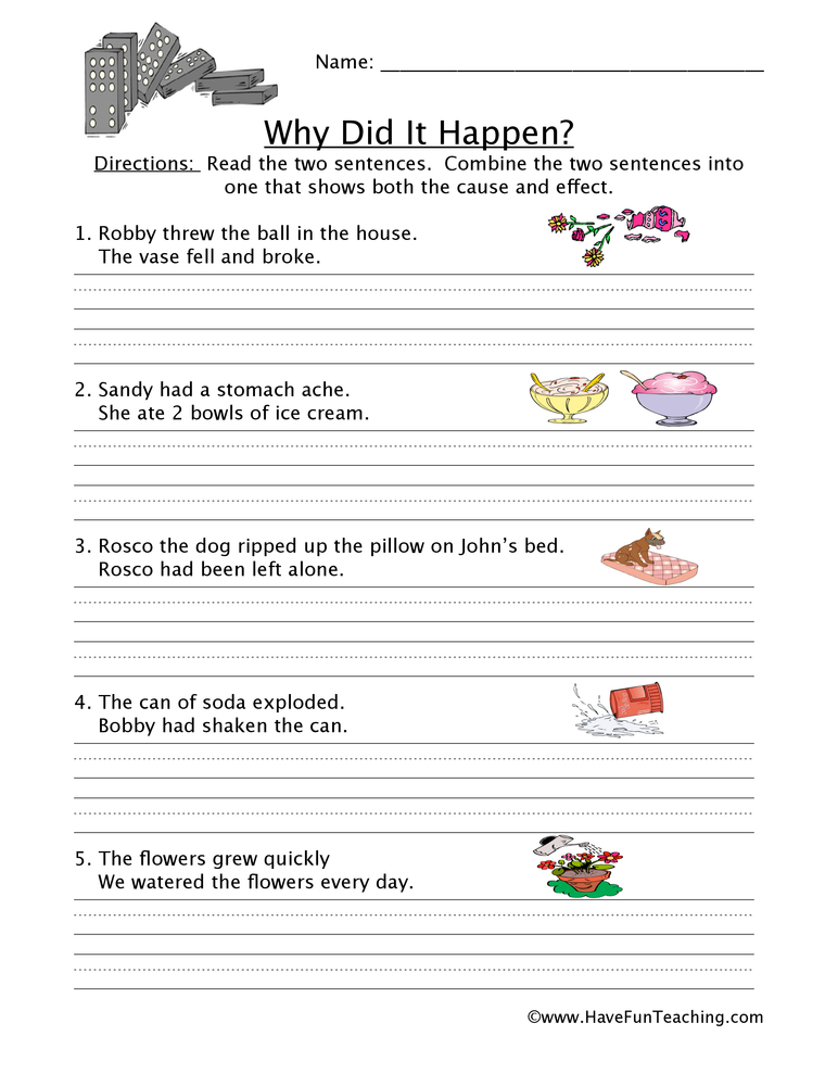 What Happened? Cause and Effect Worksheet by Teach Simple
