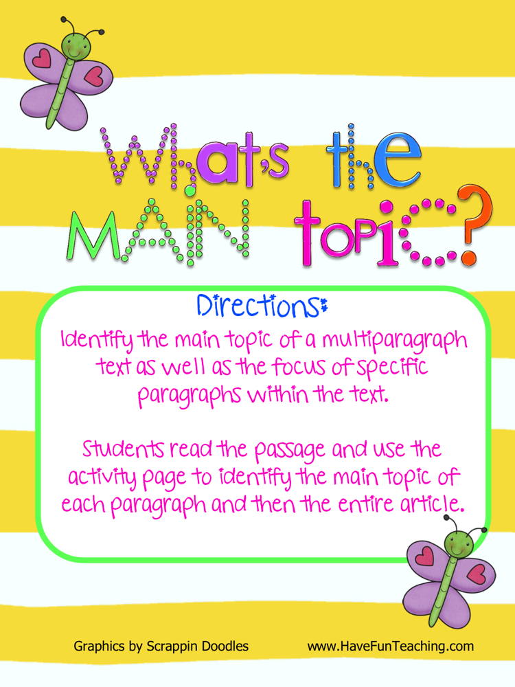 What is the Main Topic? Activity by Teach Simple