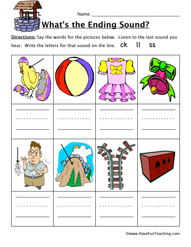 What's the Ending Sound? Worksheet by Teach Simple