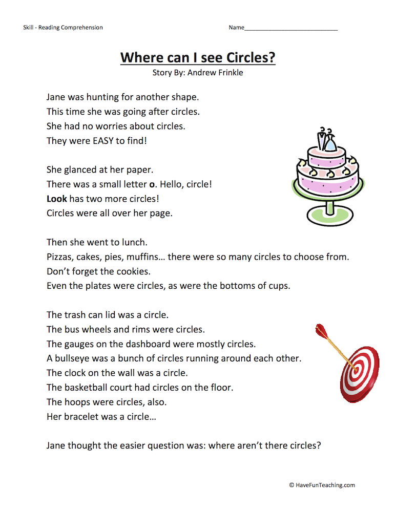 Where Can I See Circles? Reading Comprehension Worksheet by Teach Simple