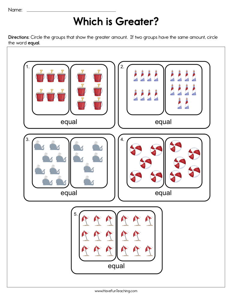 Which is Greater Worksheet by Teach Simple