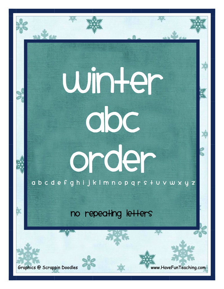 Winter Easy Alphabetical Order Activity by Teach Simple