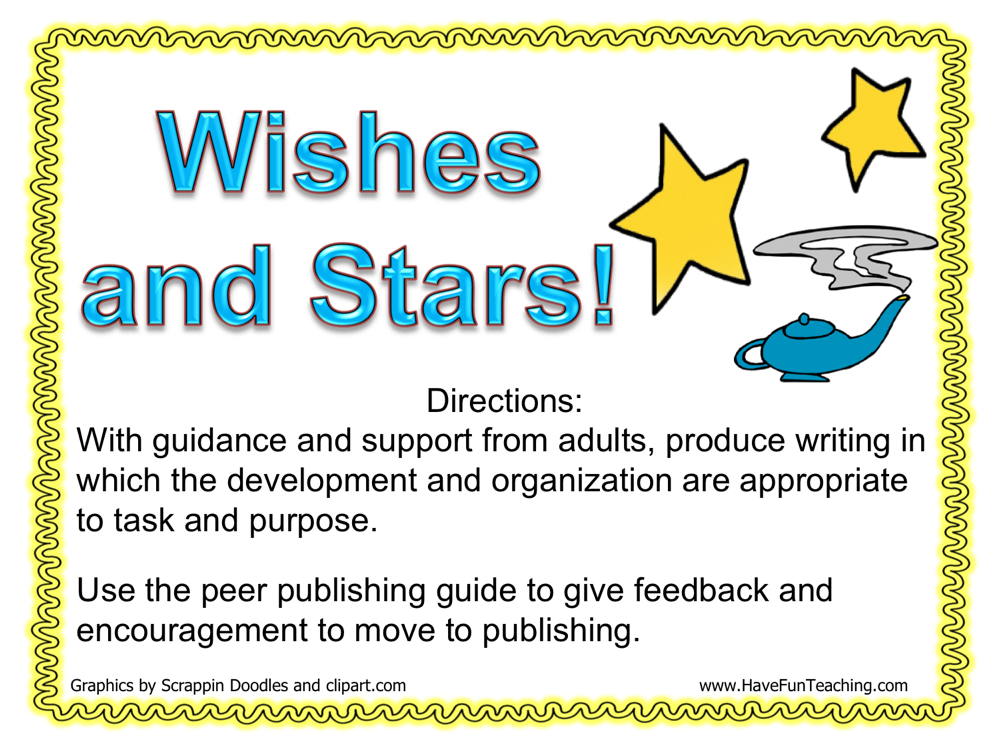 Wishes and Stars Peer Publishing Writing Activity by Teach Simple