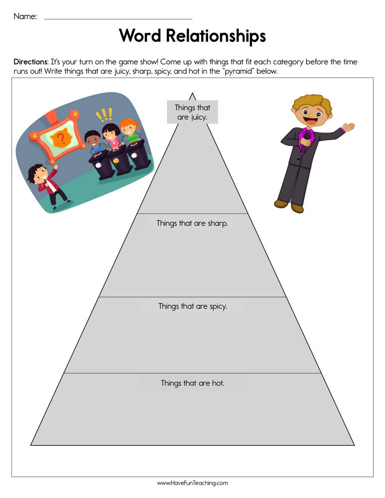 Word Relationships Worksheet by Teach Simple
