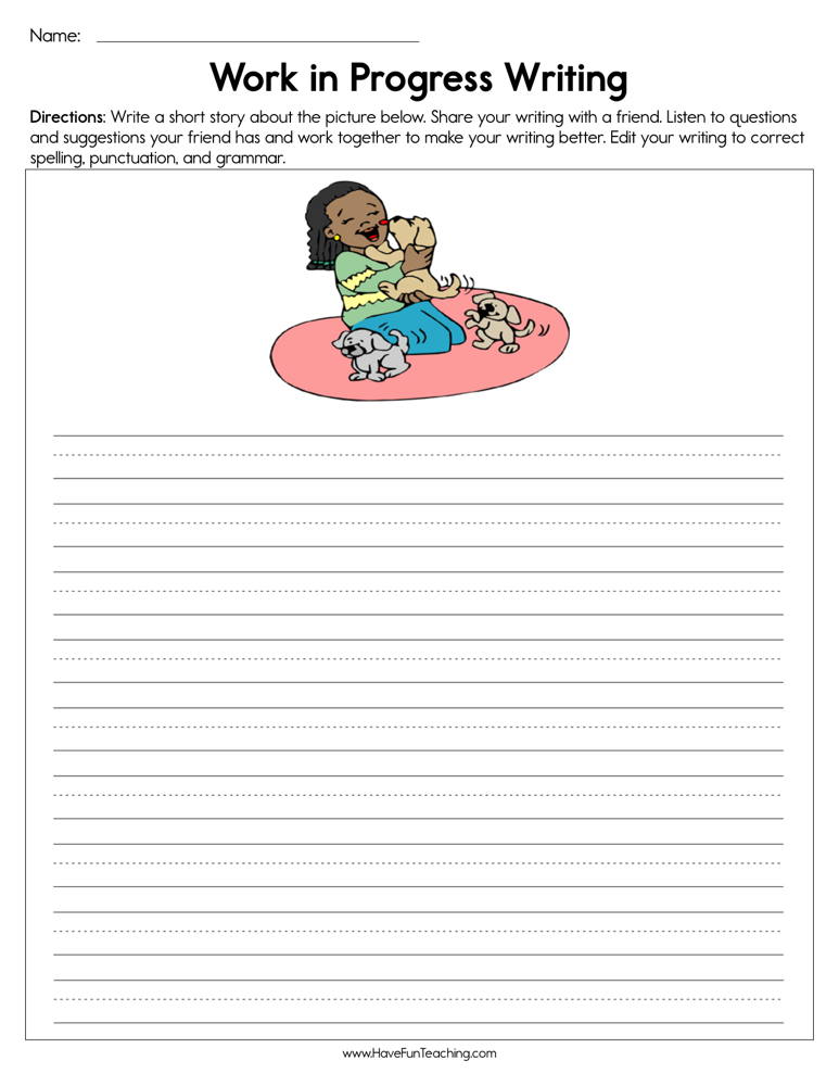 Work in Progress Writing Worksheet by Teach Simple